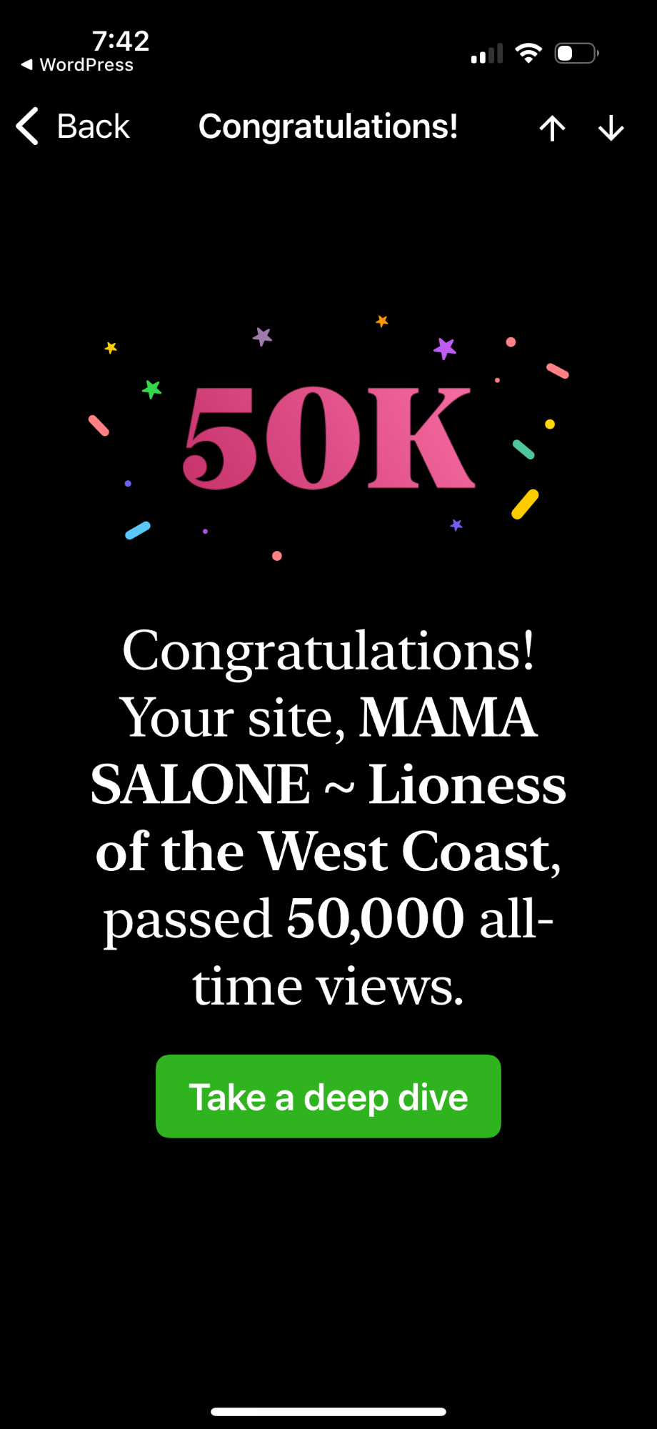 50,000 VIEWS…And Counting. | MAMA SALONE ~ Lioness of the West Coast